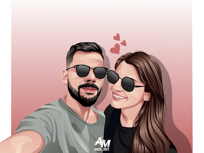 Draw couple, family or group to vector cartoon portrait by Akbar_vect ...