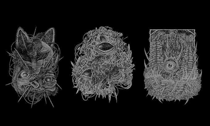 Draw detailed dark and destruction artwork illustration pointilism ...