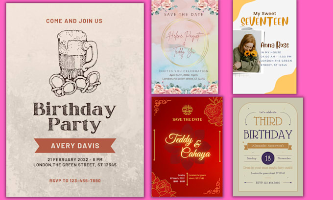 Design amazing birthday invitation card for you by Nadiyalogo | Fiverr