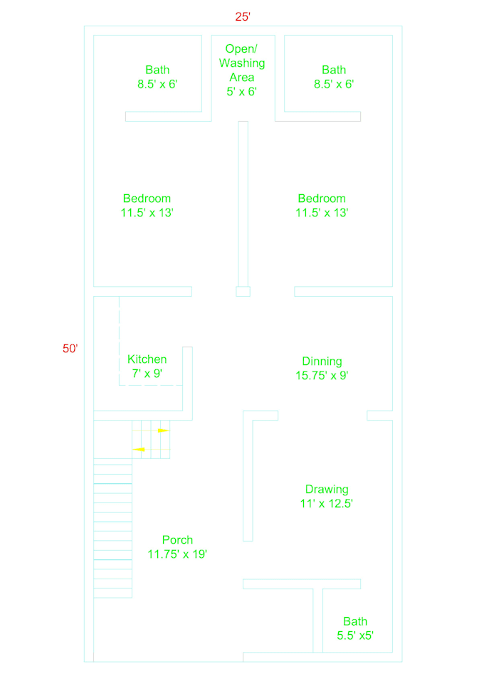 Draw 2d house plan or floor plan and drawings by Khaliqibnkhalil | Fiverr