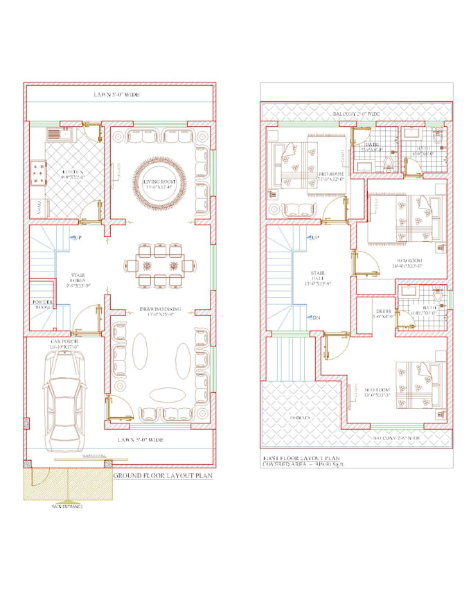 Make autocad 2d floor plan with dimension and layout sheets by ...
