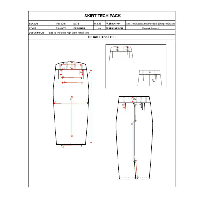 Make cad fashion flats sketch and tech pack by Khidijaarif | Fiverr