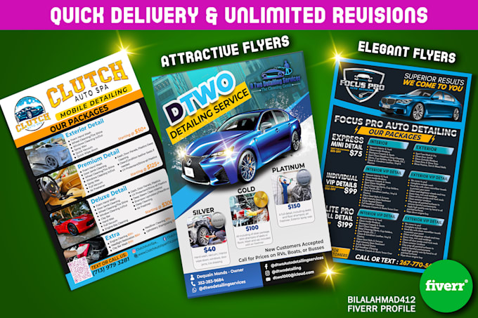 Make auto detailing flyer, car wash flyer design by Bilal_red | Fiverr