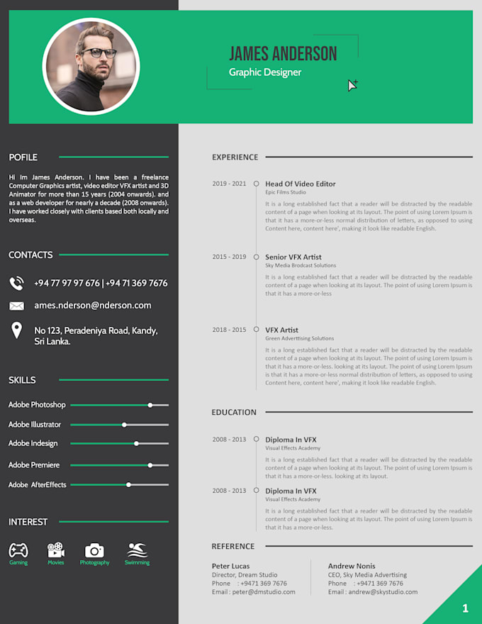 Do attractive, professional cv or resume design by Mediabaseads | Fiverr