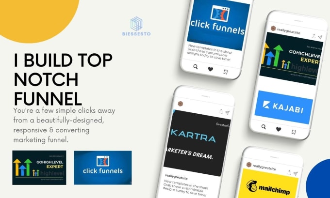 Build clickfunnels sales funnel funnelish gohighlevel kajabi ...