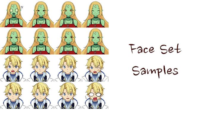 Draw a set of face sets and sprite sheets for games by Scaranpannoir ...