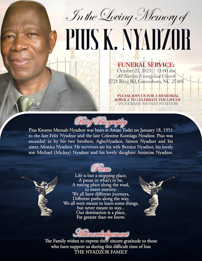 Design funeral flyer and program, obituary poster, memorial by ...