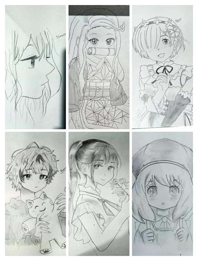 Draw cute 2d anime characters digitally fanart by Umma_aymon | Fiverr
