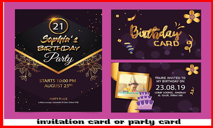 Design a professional invitation card or birthday and party card by ...