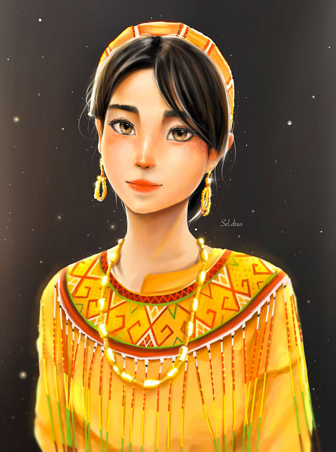 Illustrate portraits with semi realistic art by Aselkila | Fiverr