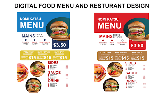 Do digital menu, food flyer, menu card and restaurant design by Sunni ...
