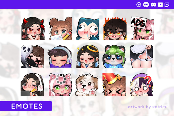 Create Cute Custom Chibi Twitch Emotes And Sub Badges By Xotrieuu Fiverr