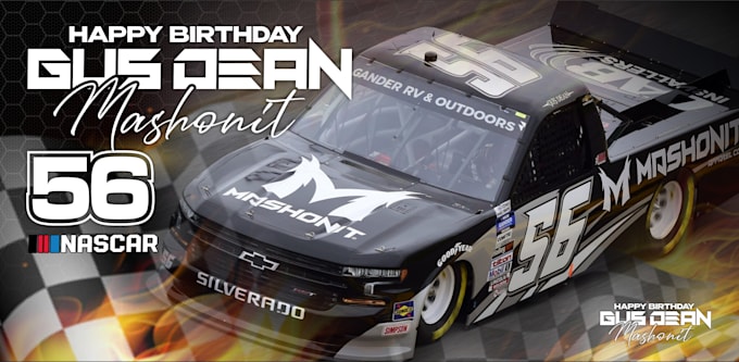 Create professional car nascar birthday banners, party backdrop by ...
