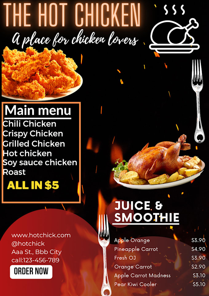 Design food flyer, menu card, digital menu, restaurant poster by ...