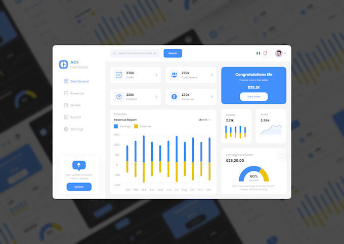 Create a clean admin dashboard design by Afigosam | Fiverr