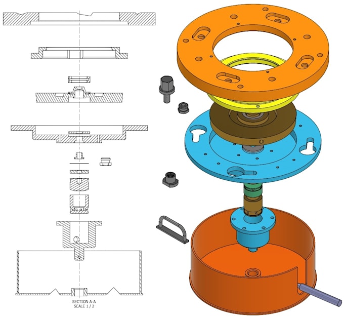 Draw 2d and 3d mechanical drawing in autocad by Skm_india | Fiverr