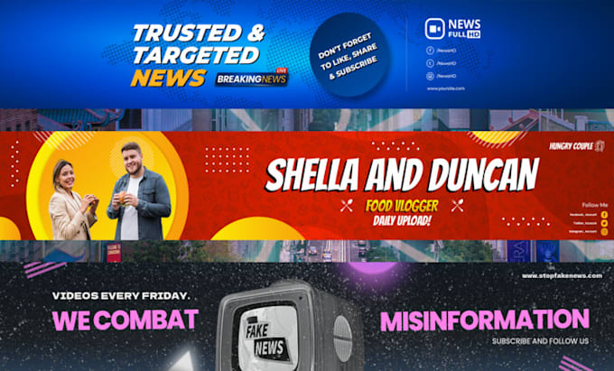 Design the perfect youtube banner for you by Ea_prod | Fiverr