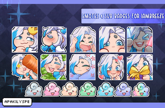 Draw chibi emotes in my style for twitch and discord by Apakilyspe | Fiverr