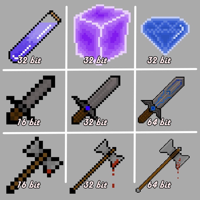 Create multiple pixel art objects to use for anything by Six_bit_ski ...