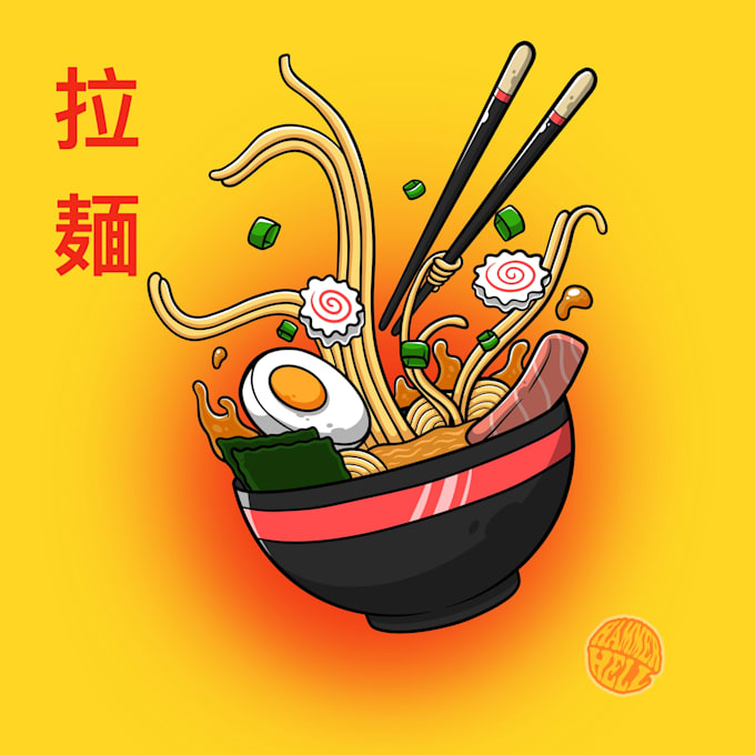 Draw food cartoon design illustration for logo by Rakaluhur | Fiverr