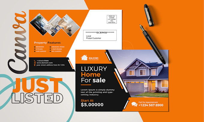 Design canva real estate postcard templates, flyer, social media post ...