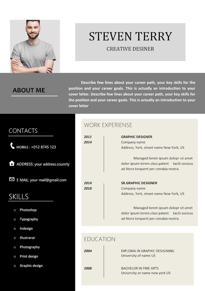 Design a eye catching standard modern resume cv template for you by ...