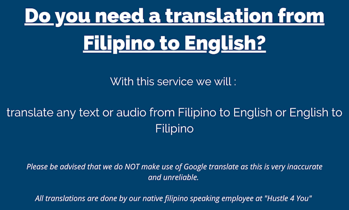 Translate any text or audio from tagalog to english by Hustle_for_you ...