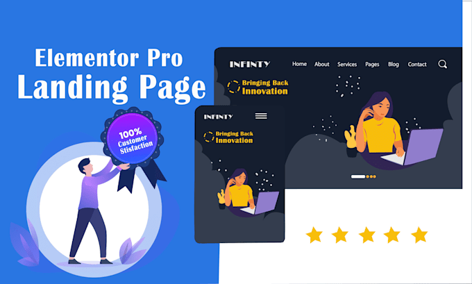 Create responsive wordpress landing page elementor by Tayyaba_j | Fiverr