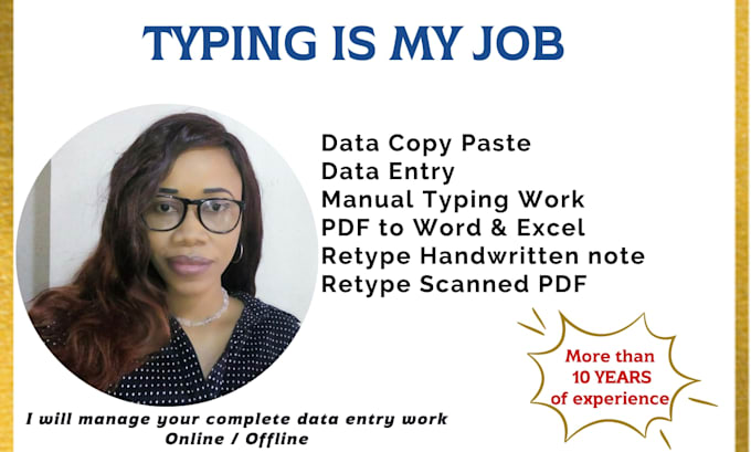 Do all your typing work in under 24 hours by Digitwoman | Fiverr