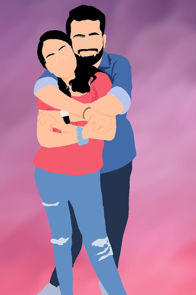 Draw faceless couple, digital portrait illustration by Vaish_05 | Fiverr