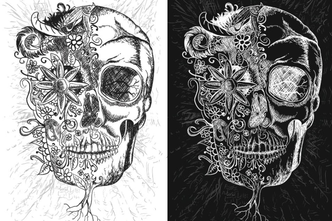 Draw black and white detailed line art vector illustration by Msta ...