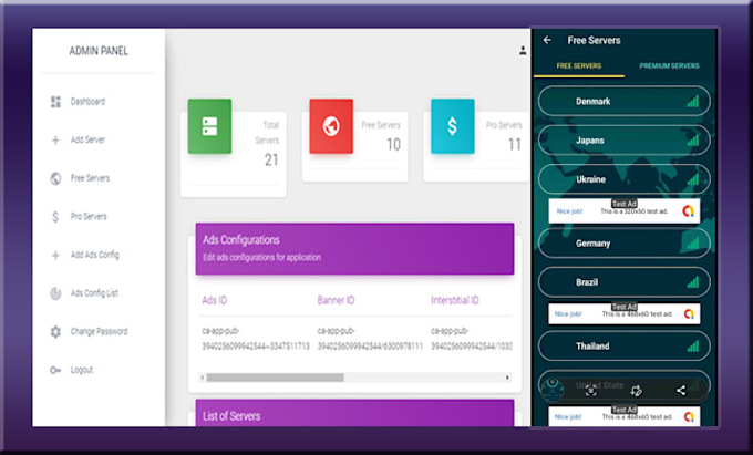 Develop android vpn app with admin panel for admob ads by ...