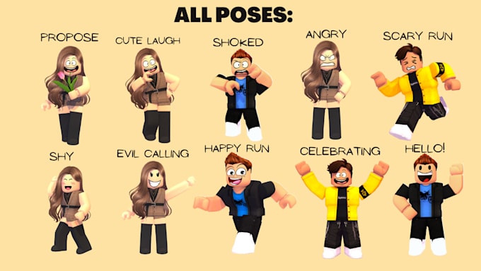 Make 10 transparent roblox poses for your youtube thumbnail by Shuvo33 | Fiverr