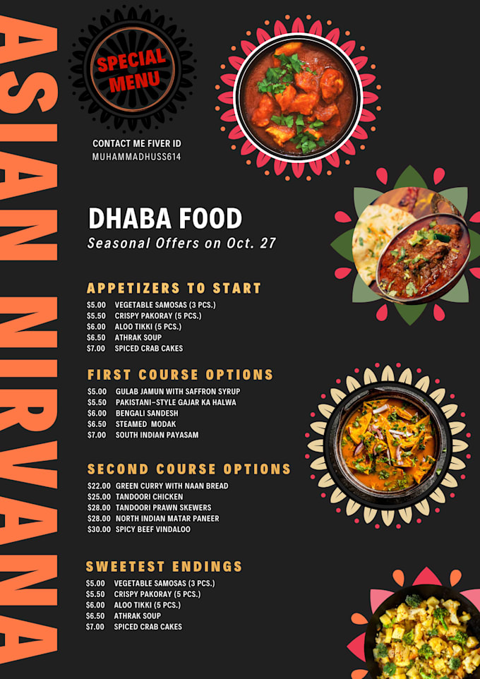 Provide professional menu design for restaurants by Muhammadhuss614 ...