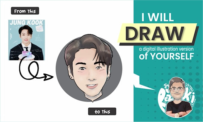 Draw yourself in a digital art illustration by Rezkiyudha | Fiverr