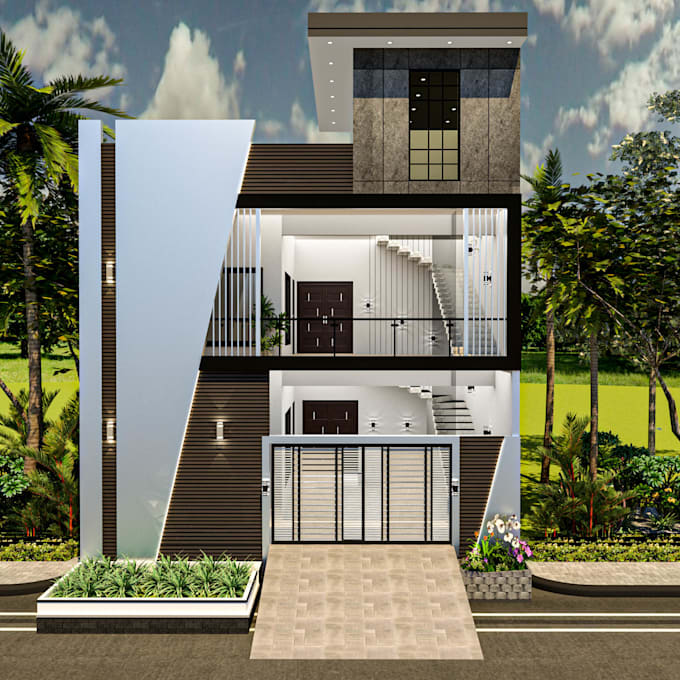 Design your perfect exterior facade elevation 3d by Zeeyana | Fiverr