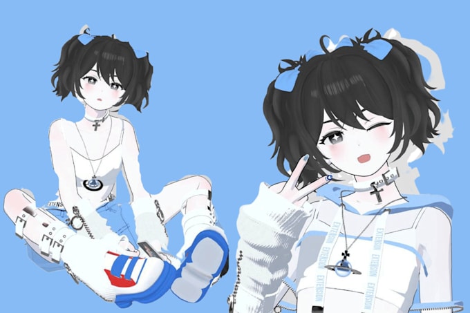 Draw vrchat avatar, vr chat model 3d vtuber rig anime facerig vrc furry ...
