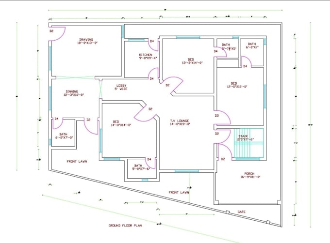 Make 2d floor plan in autocad by Malikumair812 | Fiverr