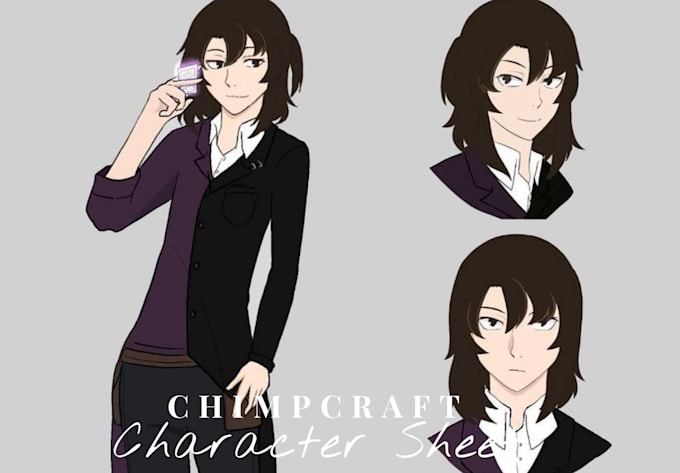 Draw 2d character reference sheet, anime furry character design, oc ...