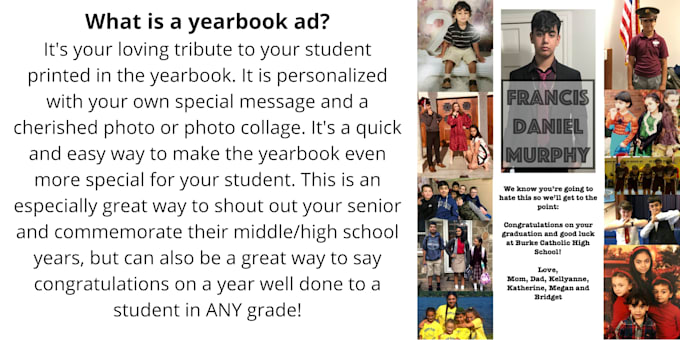Design a yearbook ad or graduation dedication page by Murphymedia | Fiverr
