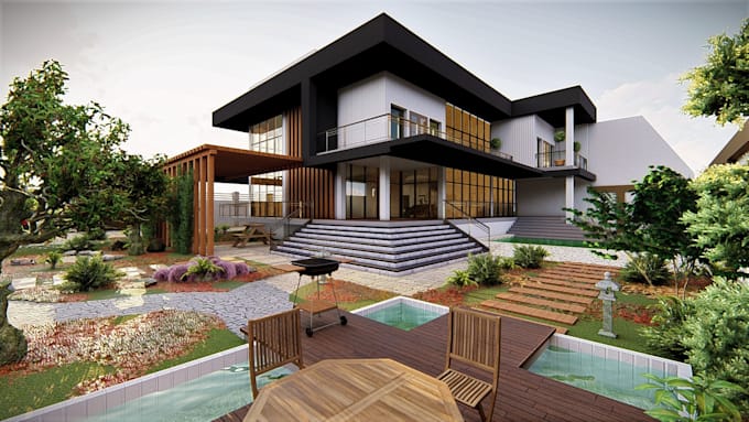 Get your architectural project with a very excellent 3d rendering by ...