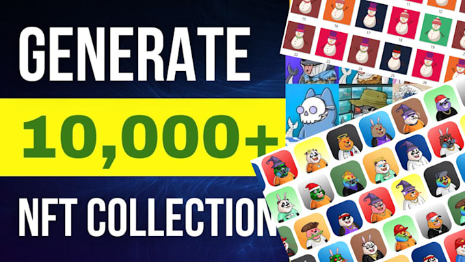 Generate a collection up to 10k nfts art come with metadata by Kas4abdellah | Fiverr
