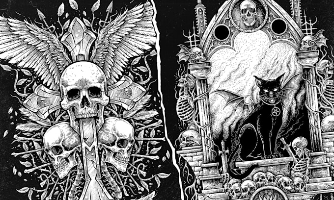 Draw detailed death metal illustration by Sholeh333 | Fiverr