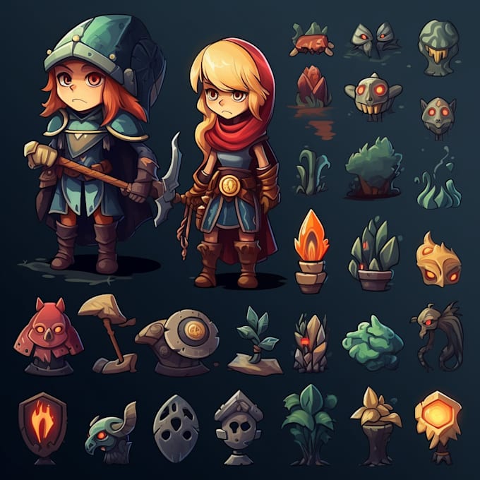 Draw 2d game characters and game assets by Beudul | Fiverr