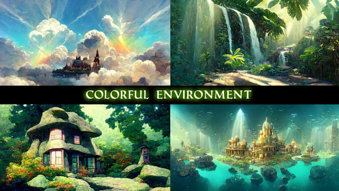 Create a colorful anime style game backgroud 2d environment by ...