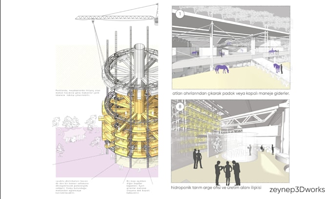 Create a 3d architectural visualization and collage renders by ...