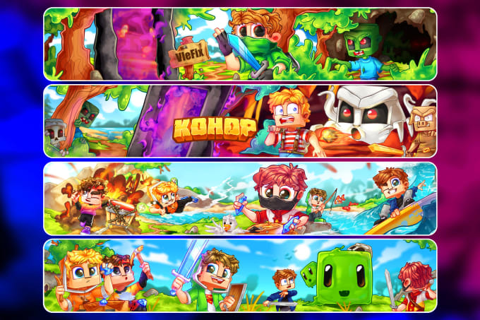 Design cartoon minecraft banner for youtube, twitch channel by ...