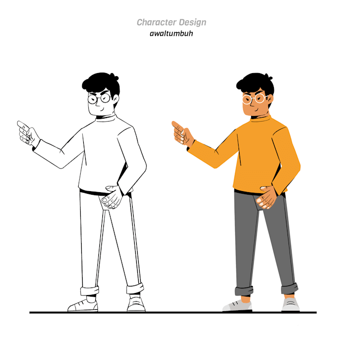 Create flat illustration or line characters by Awaltumbuh | Fiverr