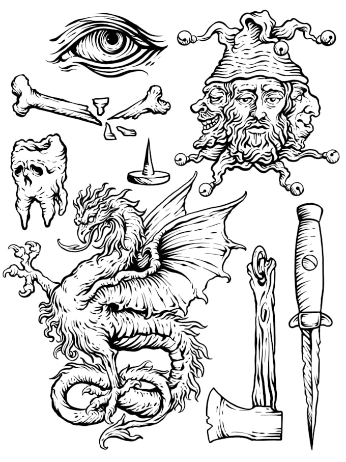 Make you a cool engraving style blackwork tattoo design by Garsiauw ...