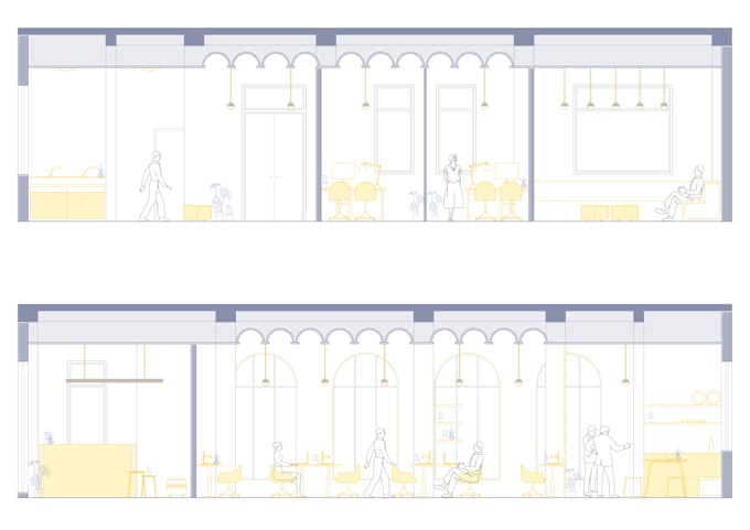 Render drawings like floor plan elevation section in adobe photoshop by ...